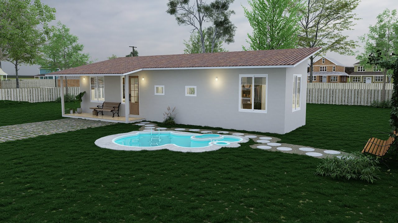 Tiny Home with Pool | Small House 2BHK ( 3X12 Meters ) - YouTube