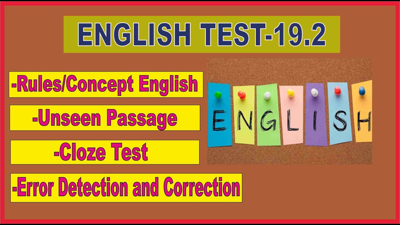English Test 19.2 | Error Detection And Correction | Unseen Passage ...
