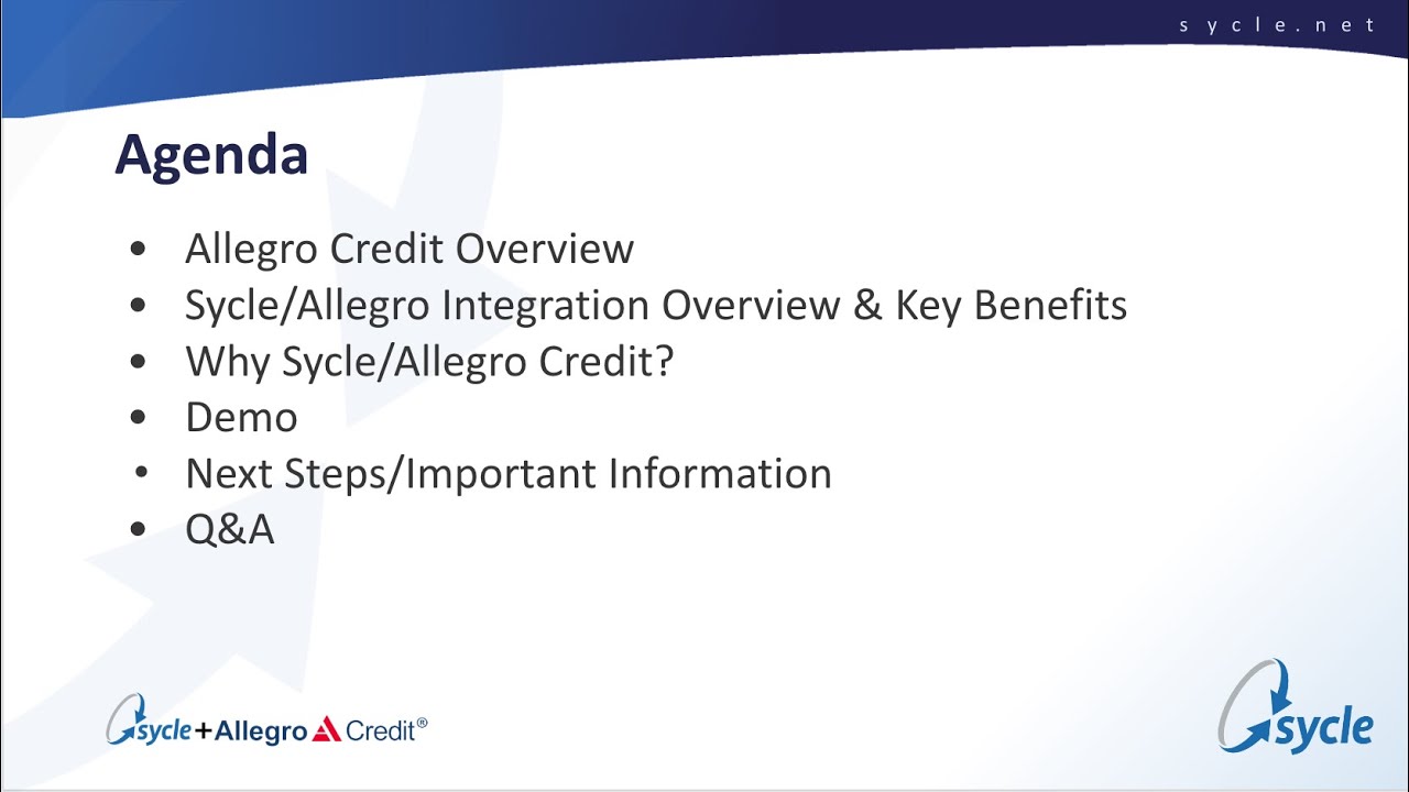 Sycle Allegro Credit Integration Webinar - Oct 13, 2022 - YouTube