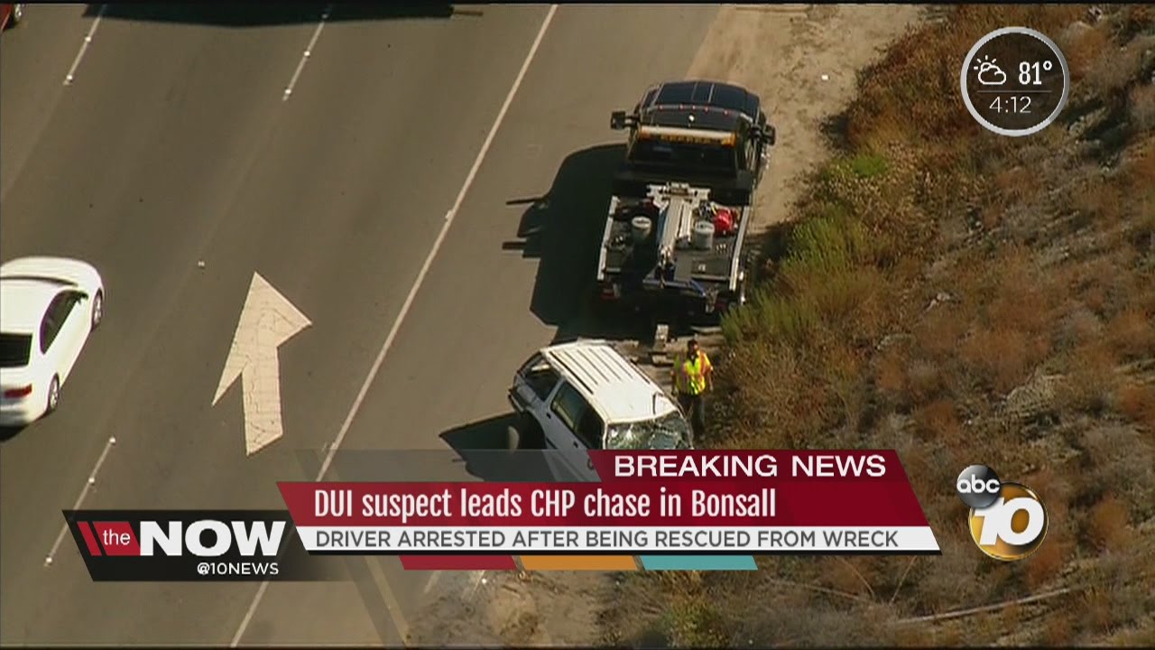 DUI suspect leads CHP on chase in Bonsall - YouTube