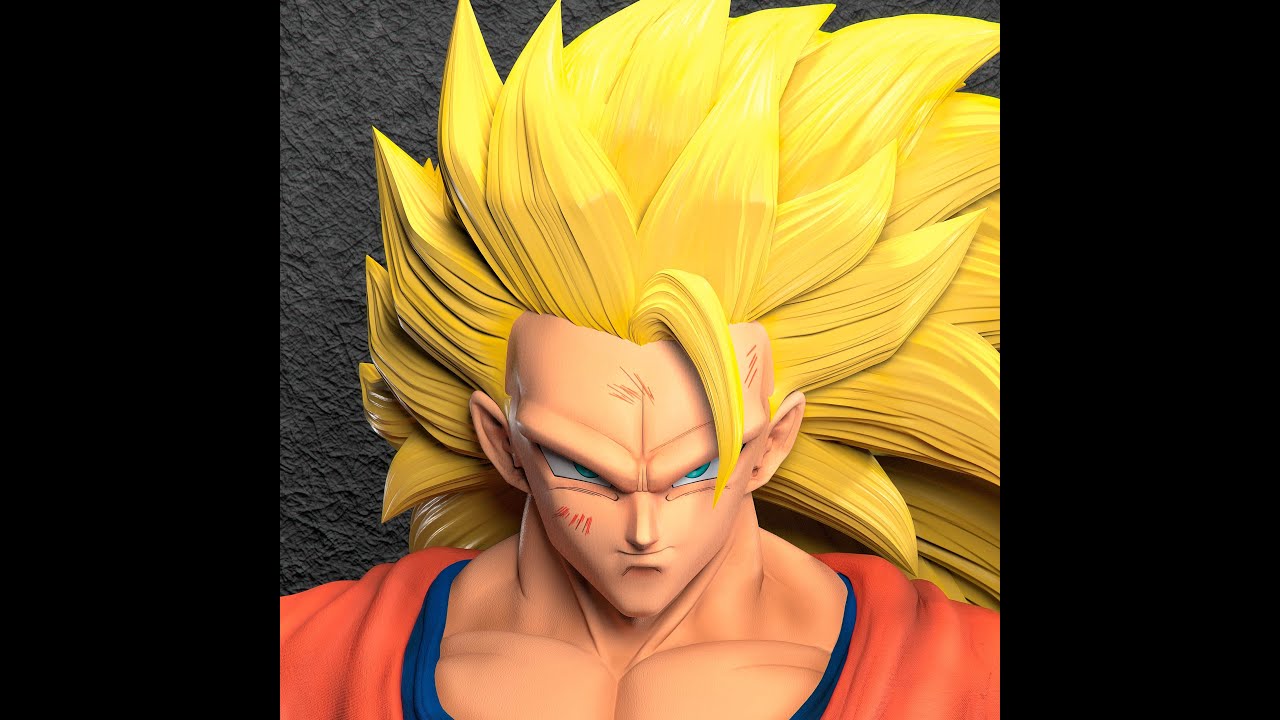ZBrush sculpt : Goku SSJ3 face portrait - YouTube