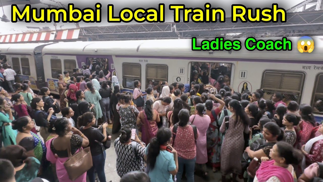 mumbai local train rush ladies coach | mumbai local train crowd video ...