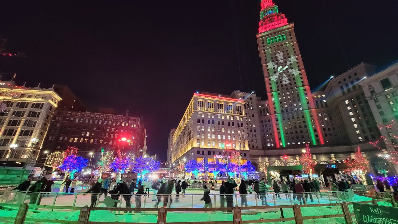 Christmas Lights in Cleveland's Public Square - Ice Skating, Tree ...