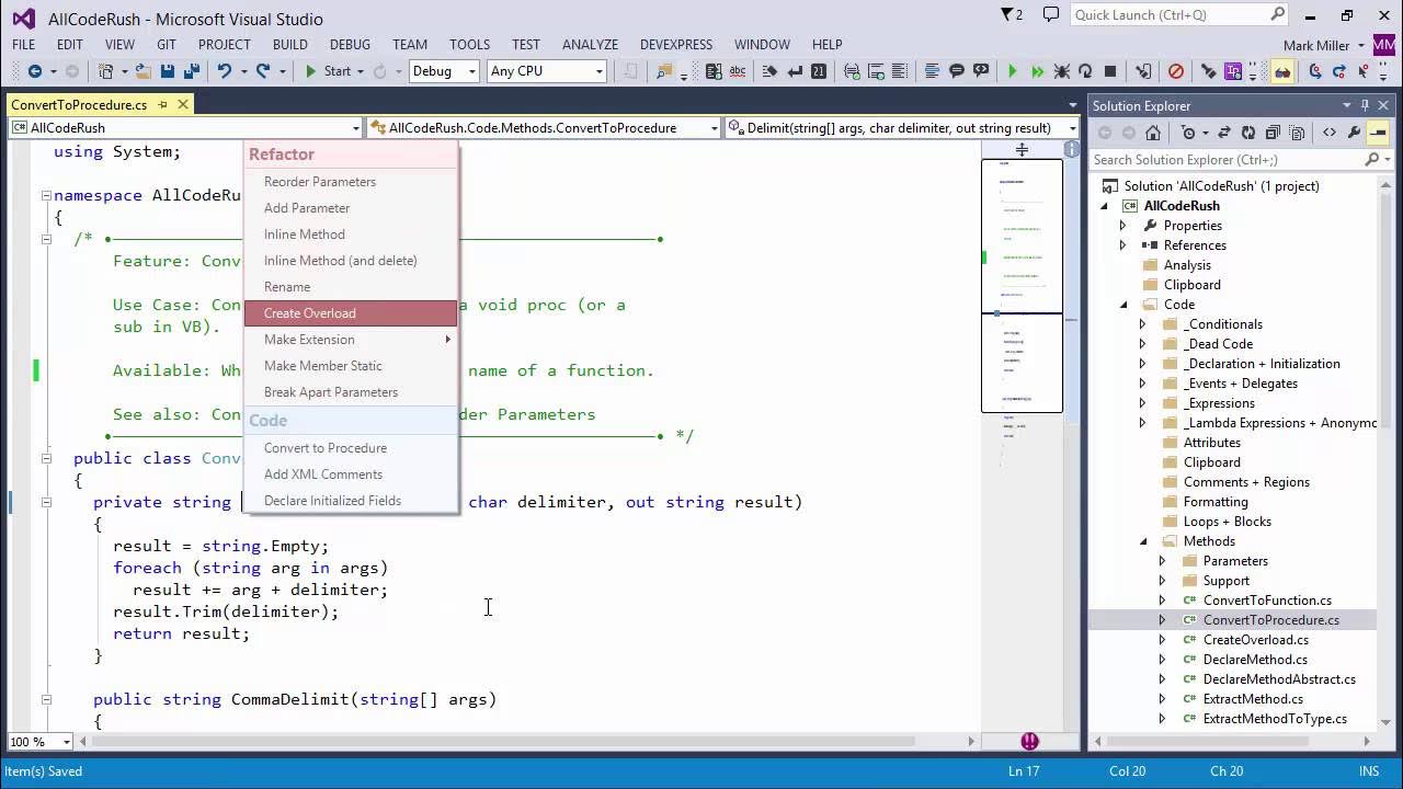 DevExpress CodeRush: Convert To Procedure - YouTube