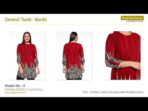 Bordo Desenli Tunik - Büyük Beden Tunik Modelleri