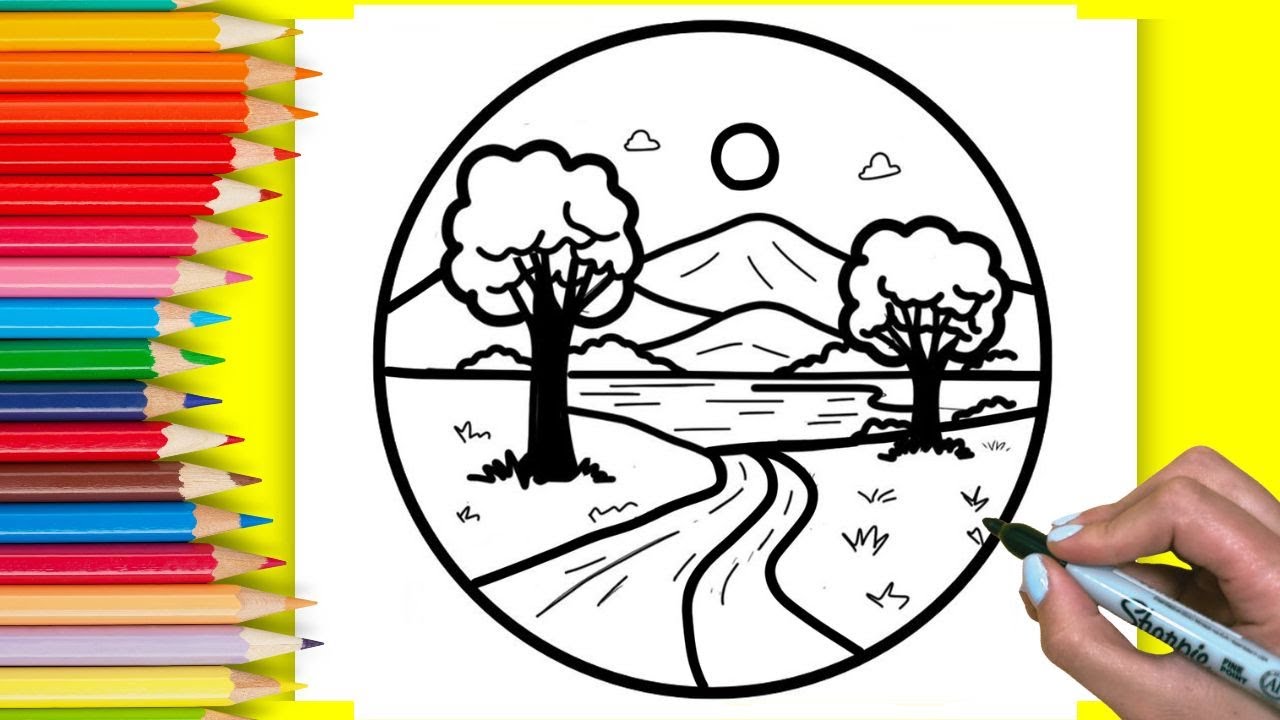 Como Dibujar un PAISAJE NATURAL Facil y Bonito How to draw an Easy ...