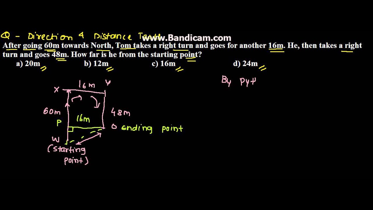 Directions and Distance Tests Problem 7 - YouTube