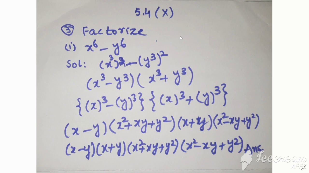 5.4 3&4 Maths Class 10. Factorization of cube - YouTube