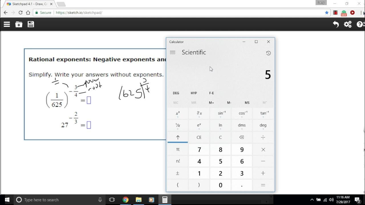 Rational exponents - negative exponents and fractional bases - YouTube