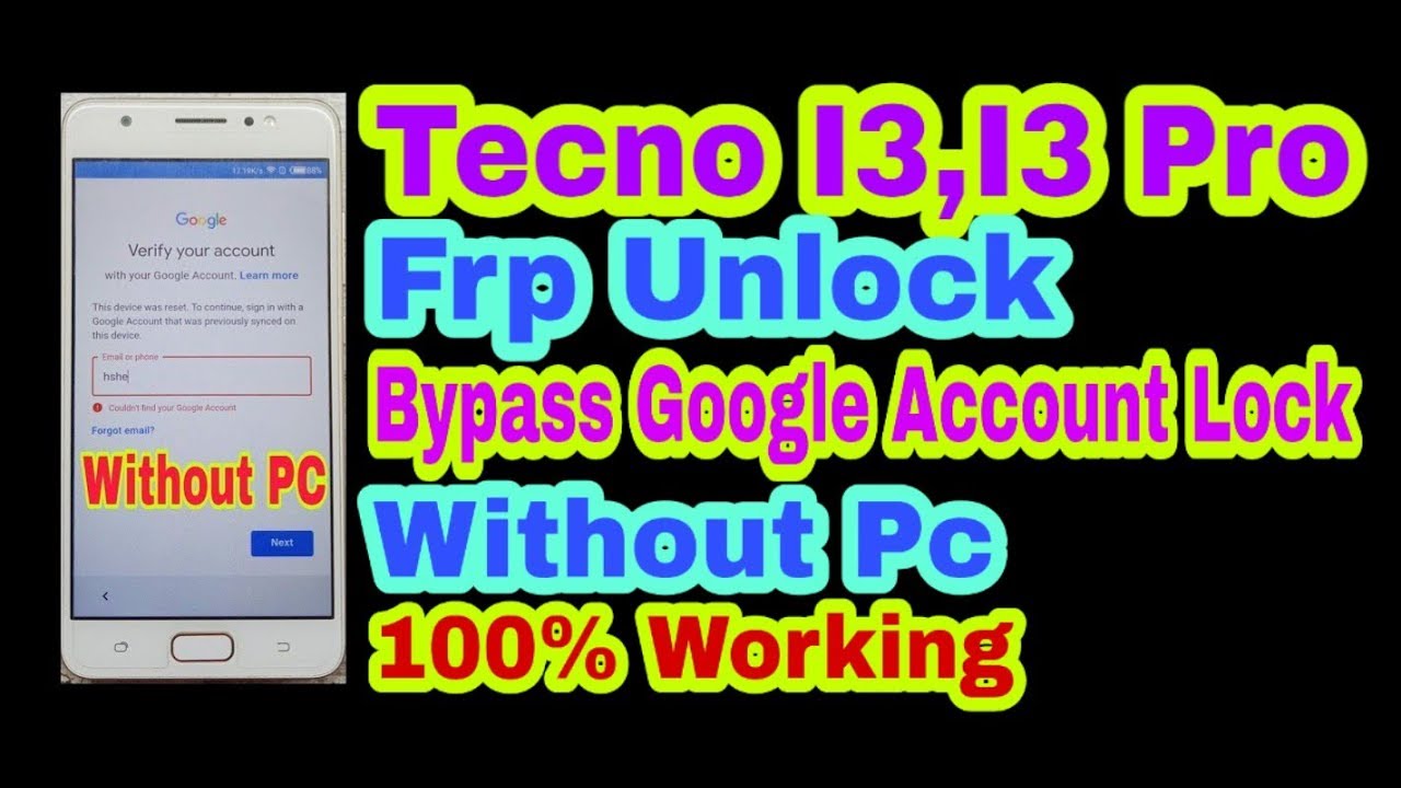 Tecno I3,I3 Pro Frp Unlock Without Pc || Bypass Google Account Lock 100 ...