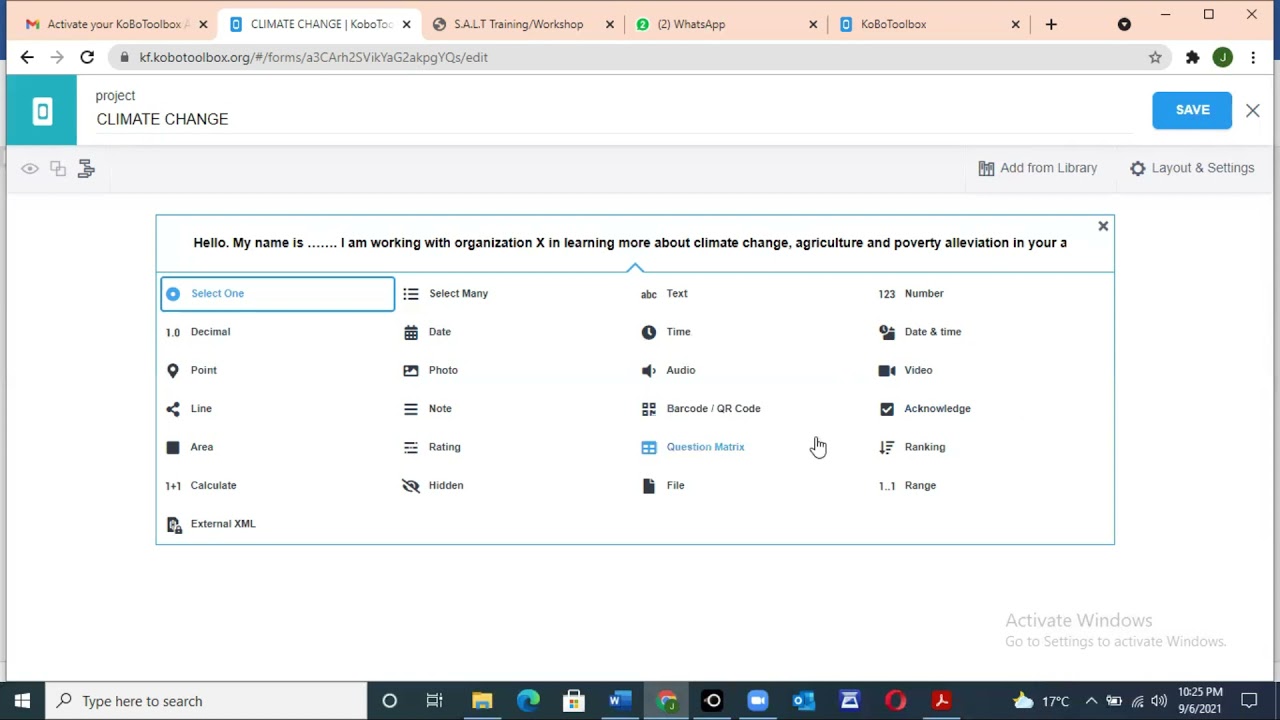 Developing online/offline mobile data collection tool (questionnaires ...