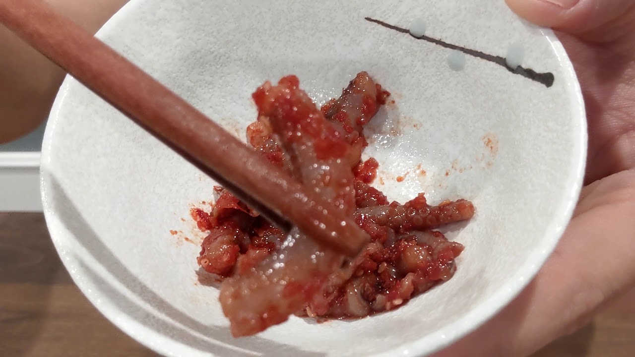 dude reviews japanese and korean salted/fermented octopus - YouTube