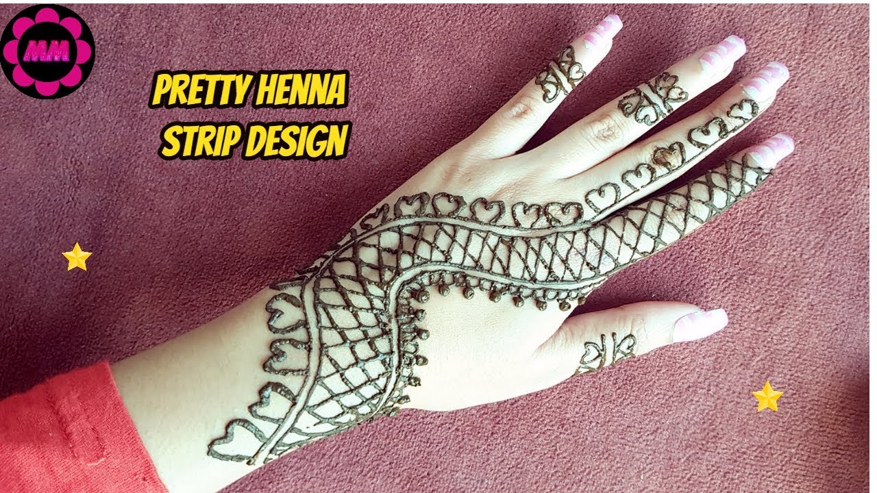 Stylish Party Henna - Pretty and Simple Mehendi Strip Design - Easy ...