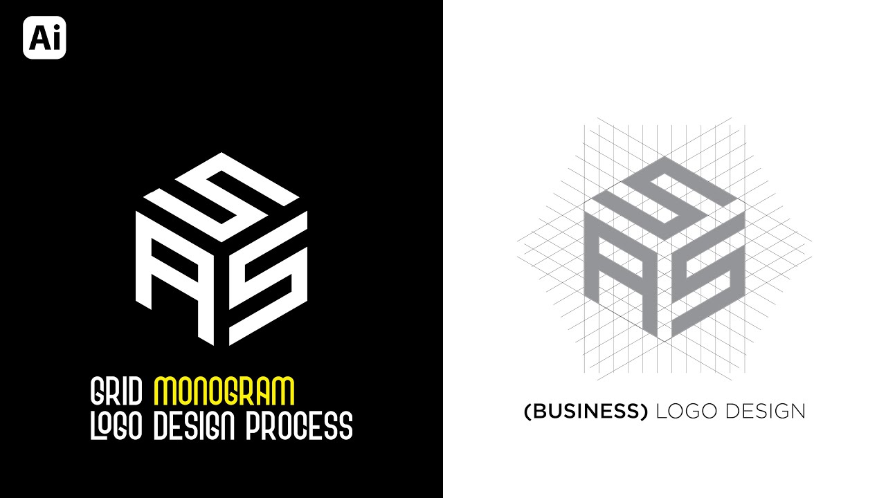 Monogram Logo Design Process On Polygon | Adobe Illustrator Tutorial 2024 - YouTube