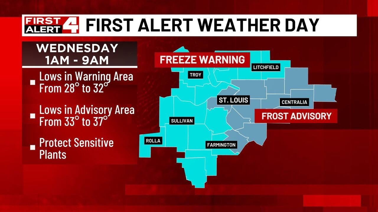 First Alert Weather Day Wednesday - Freeze Warnings & Frost Advisories ...
