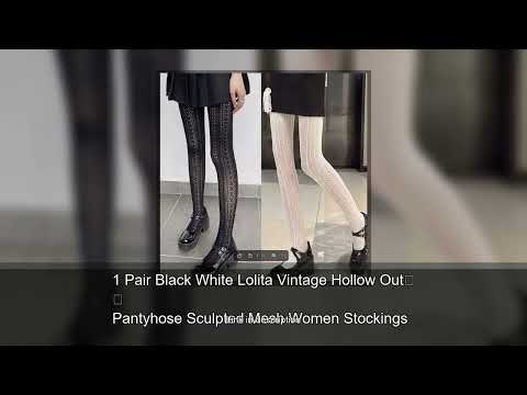 1 Pair Black White Lolita Vintage Hollow Out Pantyhose Sculpted Mesh Women Stockings
