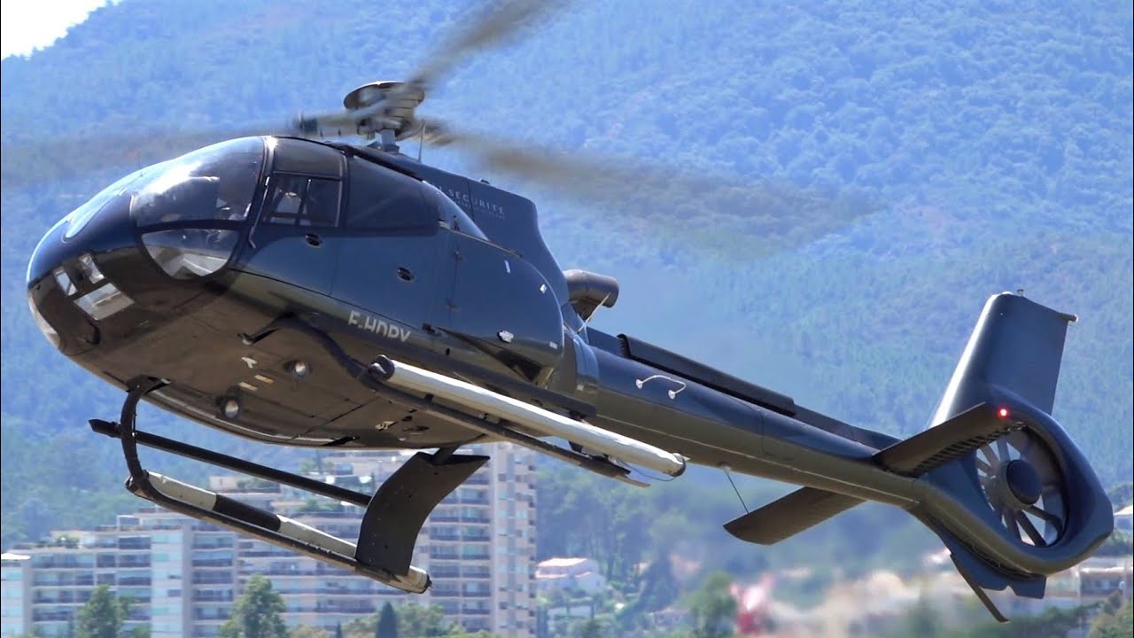 Airbus Helicopters H130 (EC130 B4) / landing and taking off at Cannes ...