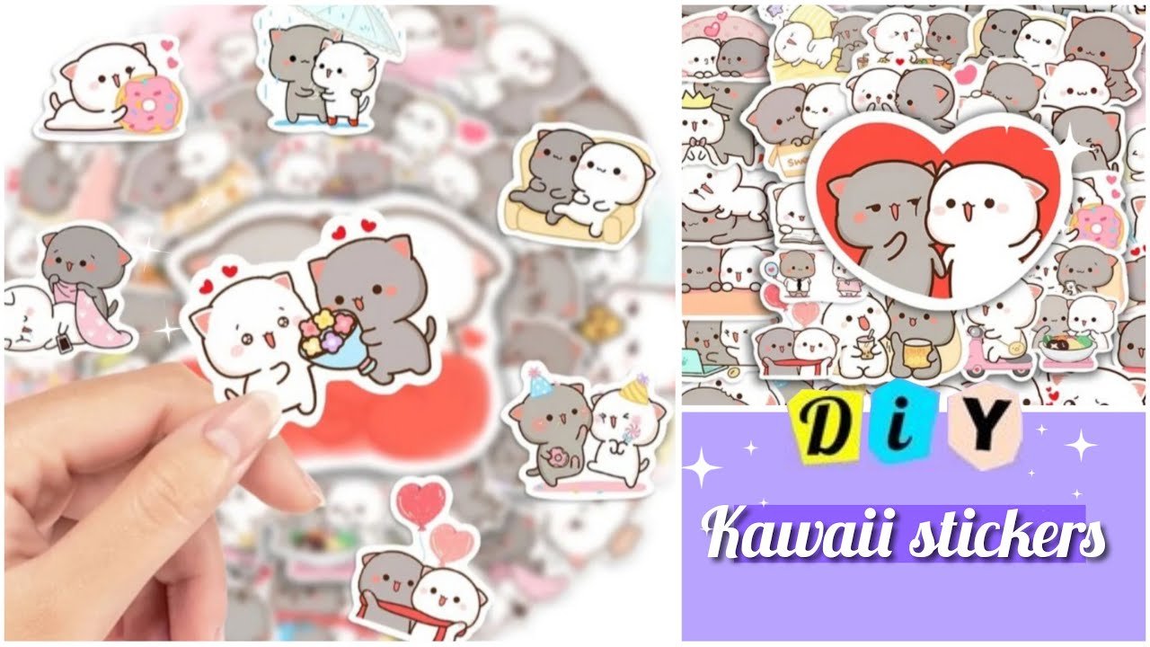 How to make kawaii stickers _ DIY Cute Cat Stickers _ Homemade stickers ...