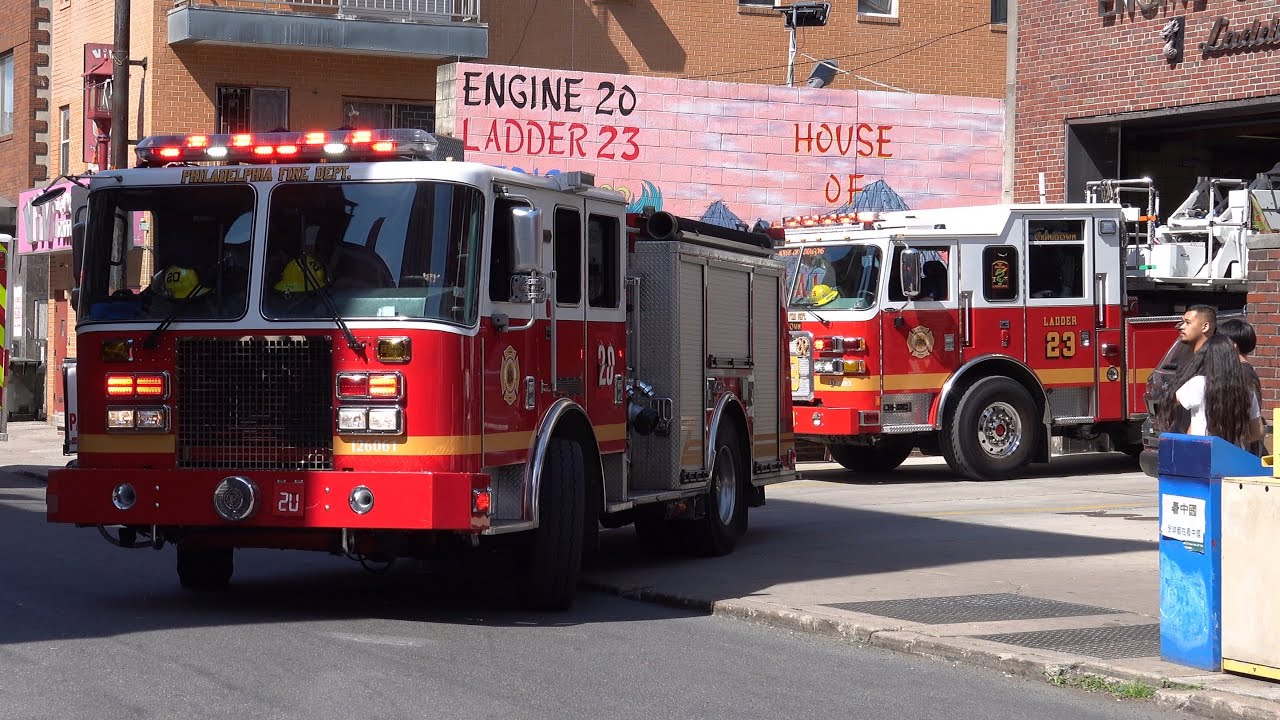 Philadelphia Fire Department Engine 20 & Ladder 23 Responding - YouTube