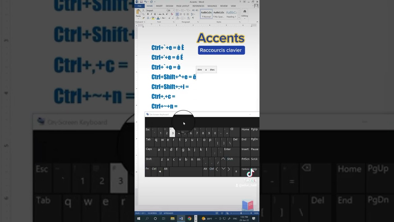 Raccourcis clavier des Accents. - YouTube