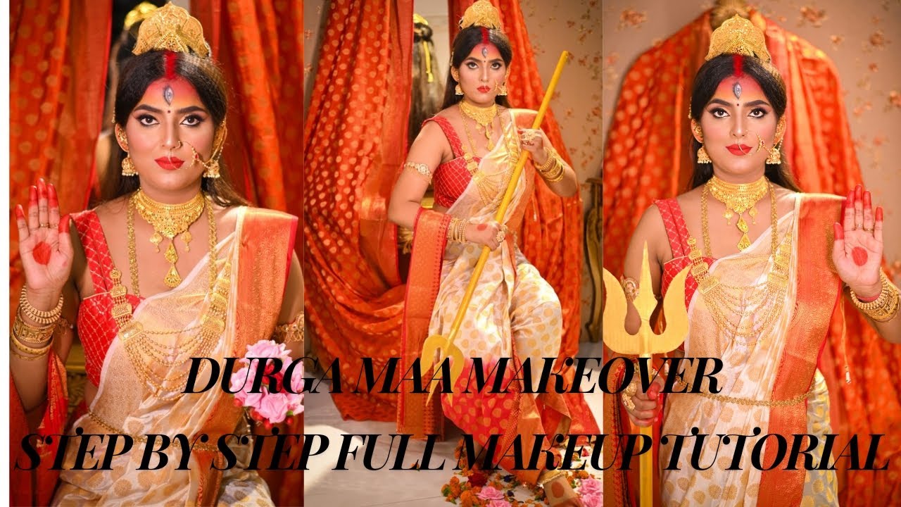 How to do Durga maa makeup look // Durga Maa makeover - YouTube