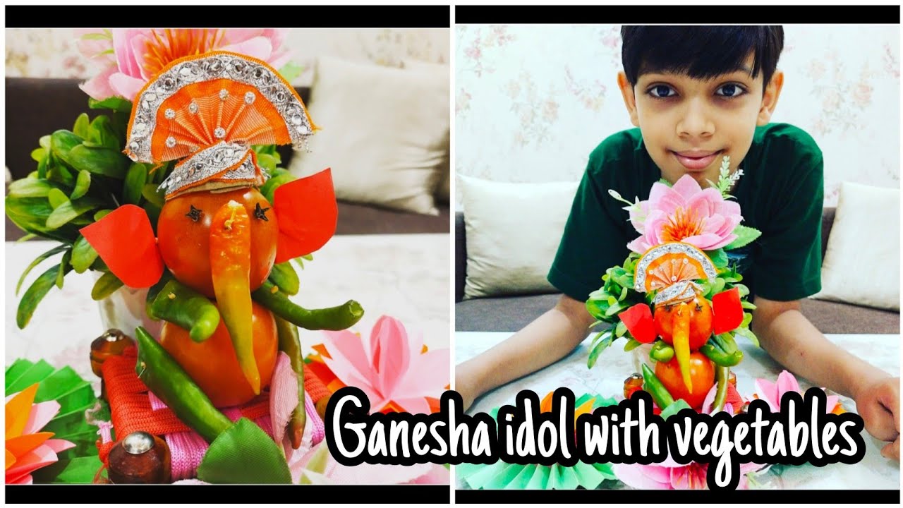 Ganesh chaturthi decoration at home/ tomato ganeshji for kids/Eco ...