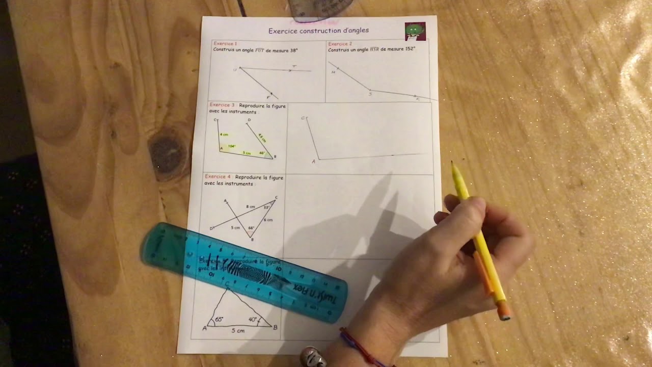Correction fiche exercices angles 6eme - YouTube