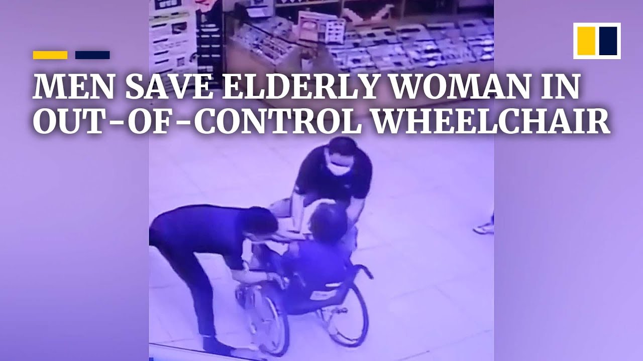 Supermarket staff in China save elderly woman in out-of-control ...