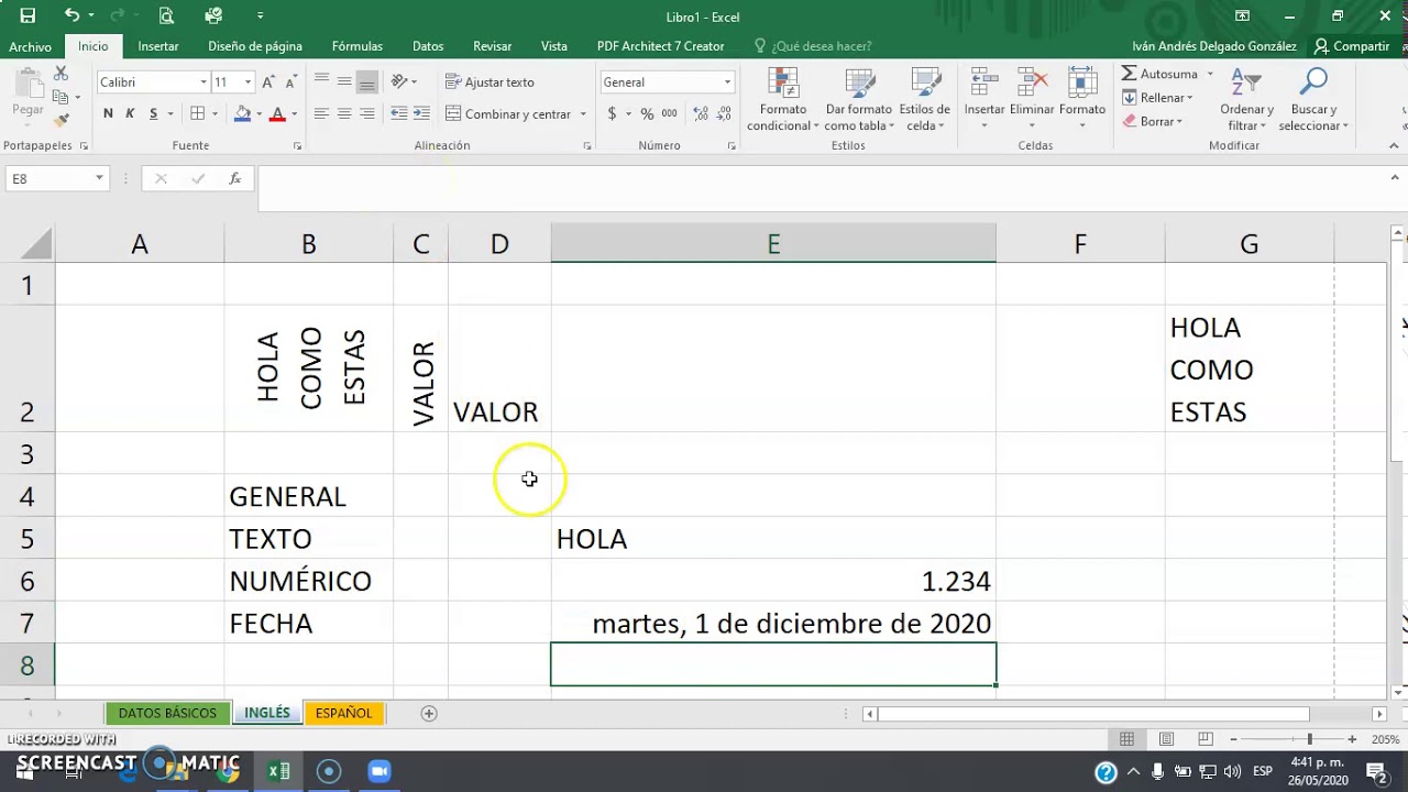 Tipos de Datos en Excel - YouTube