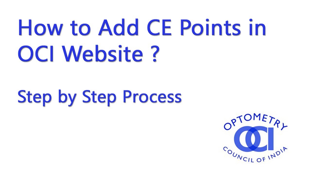 How to Add CE Points in OCI Website ? - Step by Step Process - YouTube