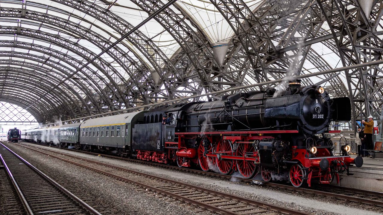 D-Zug "Elbflorenz" 2019 mit 01 202 und 11 D-Zugwagen von Dresden nach ...