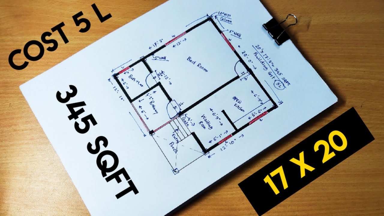 17 x 20 sqft small house design II 17 x 20 sqft ghar ka naksha II 17 x ...