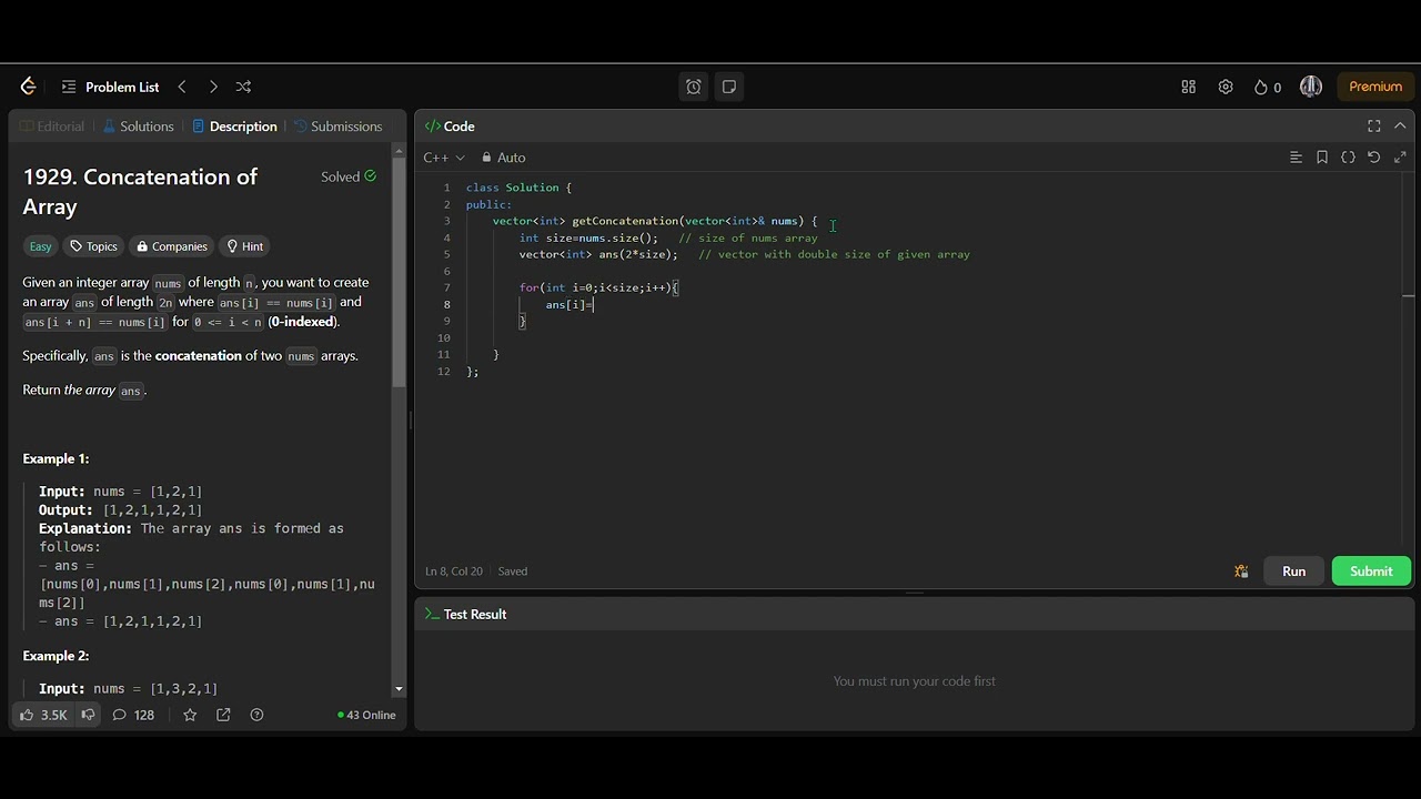3 Concatenation Of Array Leetcode Youtube 0358