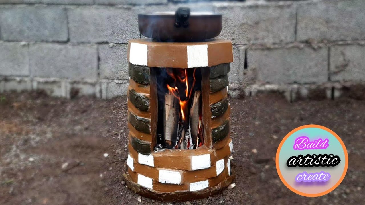 Brick stove with cement and clay|Stove making training - YouTube