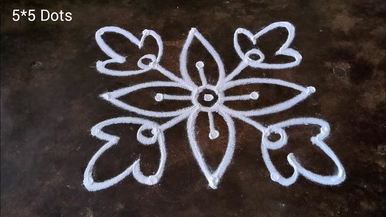 5*5 Dots Rangoli Designs/Beginners Pulli Kolam Designs/Daily Use ...