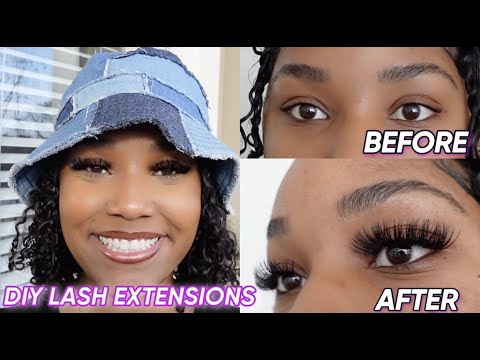 Easy DIY Lash Extensions At Home 😍😍 + KISS Falscara Lash Kit+ ...