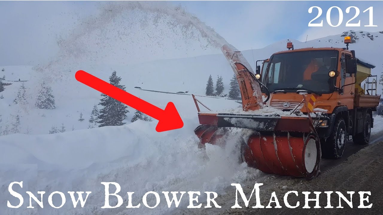 Snow Removal at High Altitude - Snow Blower Machine in Action on ...