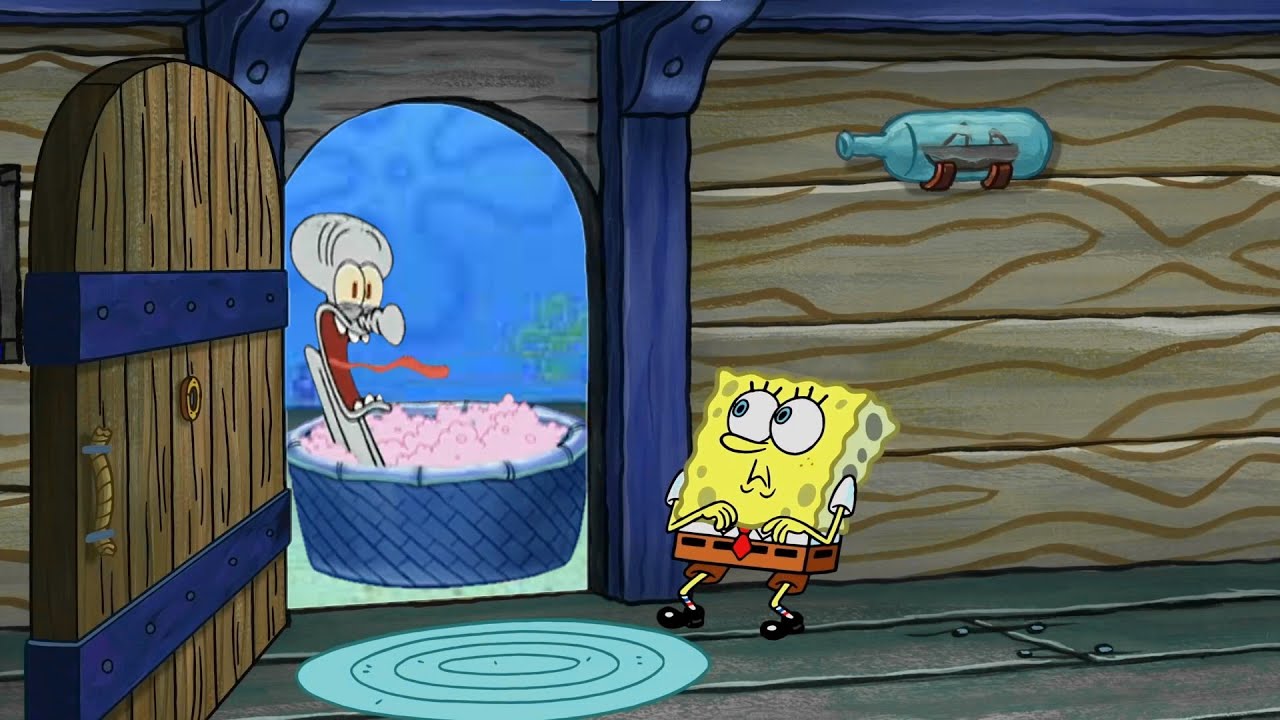 SpongeBob slams door on Bathtub Squidward - YouTube