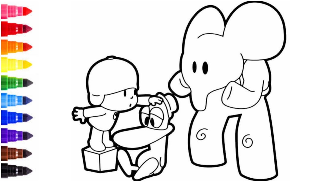 Pocoyo, Pato and Elly | how to draw Pocoyo, Pato and Elly | cartoon ...