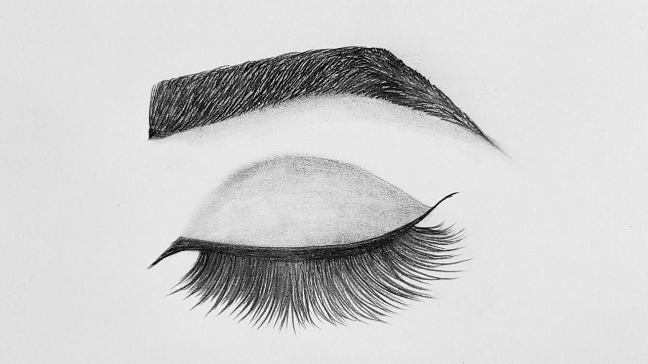 How to draw Closed Eyes for beginners.... step by step | eye drawing ...