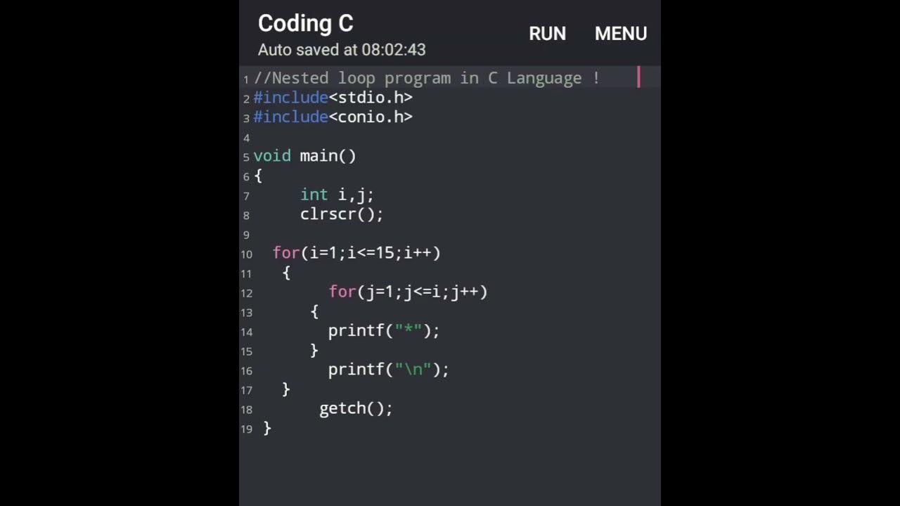 Nested Loop In C Language Clanguage Cprogramming Cprogram Coding Quick5842 Youtube 