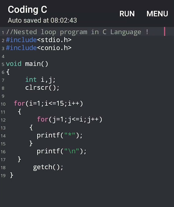 Nested Loop In C Language Clanguage Cprogramming Cprogram Coding 1144