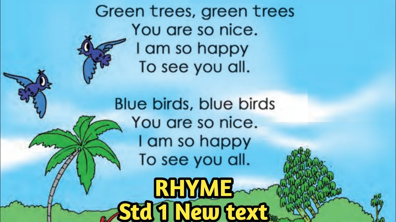 Green trees green trees rhyme | std 1 English new text - YouTube
