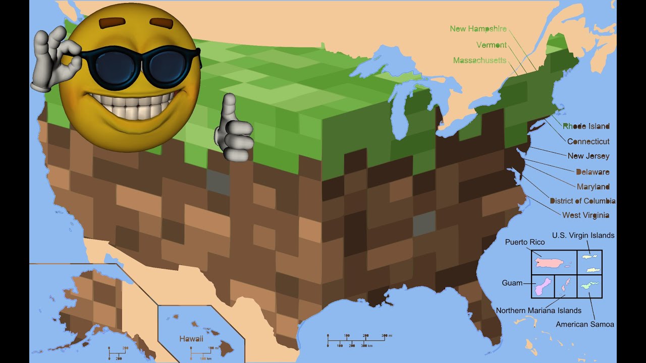 All 50 U.S states portrayed by Minecraft - YouTube