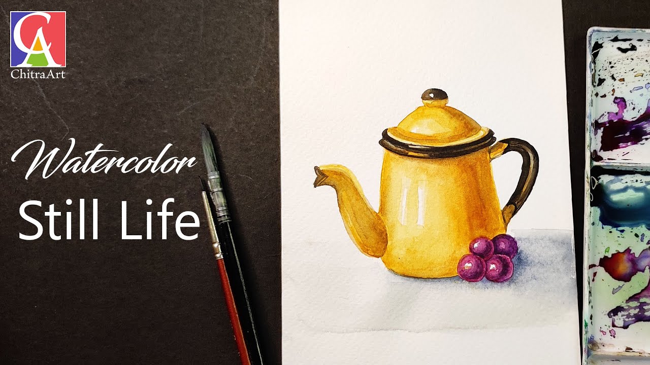 Still Life Painting Watercolor | Object Drawing to Color Step by Step ...