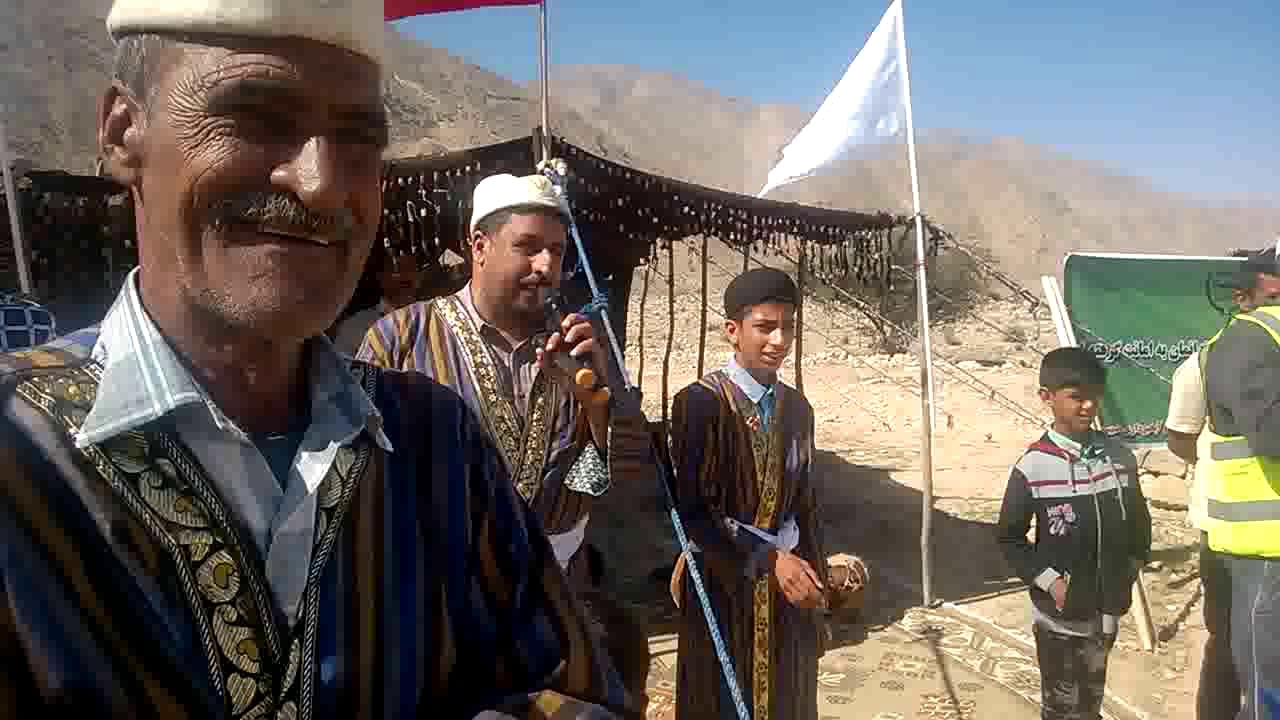 Performing kolahkani ceremony in the historical water tank of Gerash ...