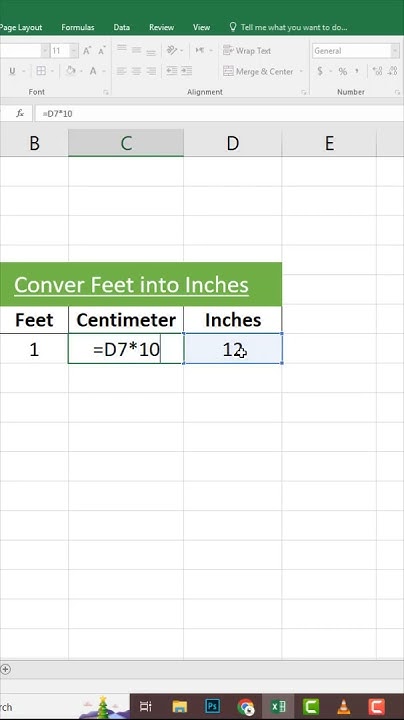convert feet into inches in excel #shorts - YouTube