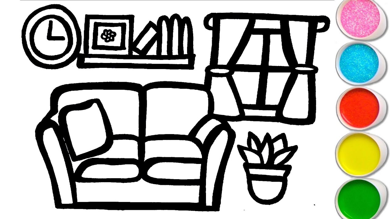 Sofa, Living Room, Lounge Drawing, Colouring, Painting for Toddlers ...