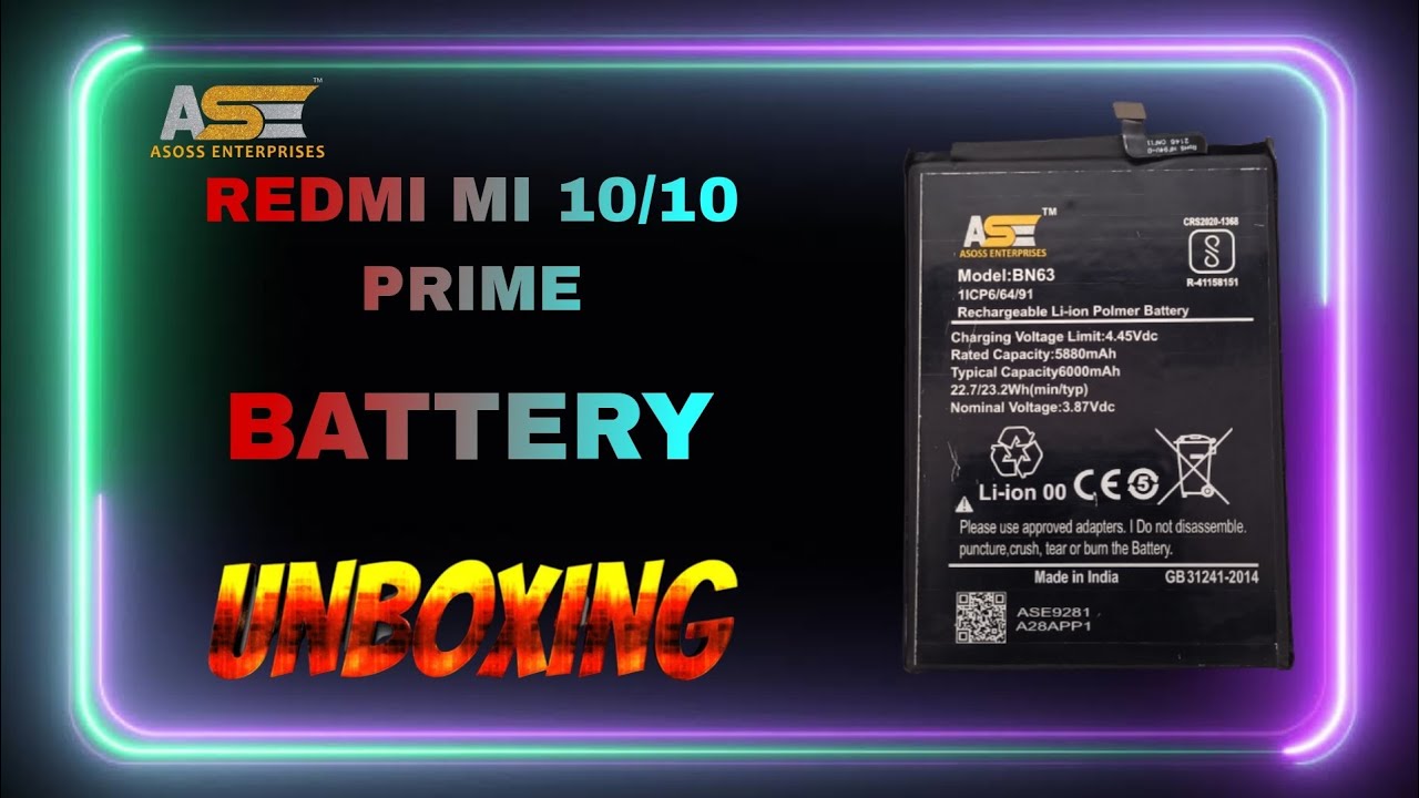 REDMI MI 10/10 PRIME (BN63) BATTERY UN BOXING 6 MONTH GUARANTEE ASOSS ...