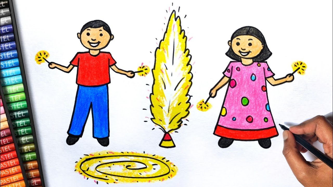Diwali Drawing | Diwali Celebration Drawing | How to Draw Diwali ...
